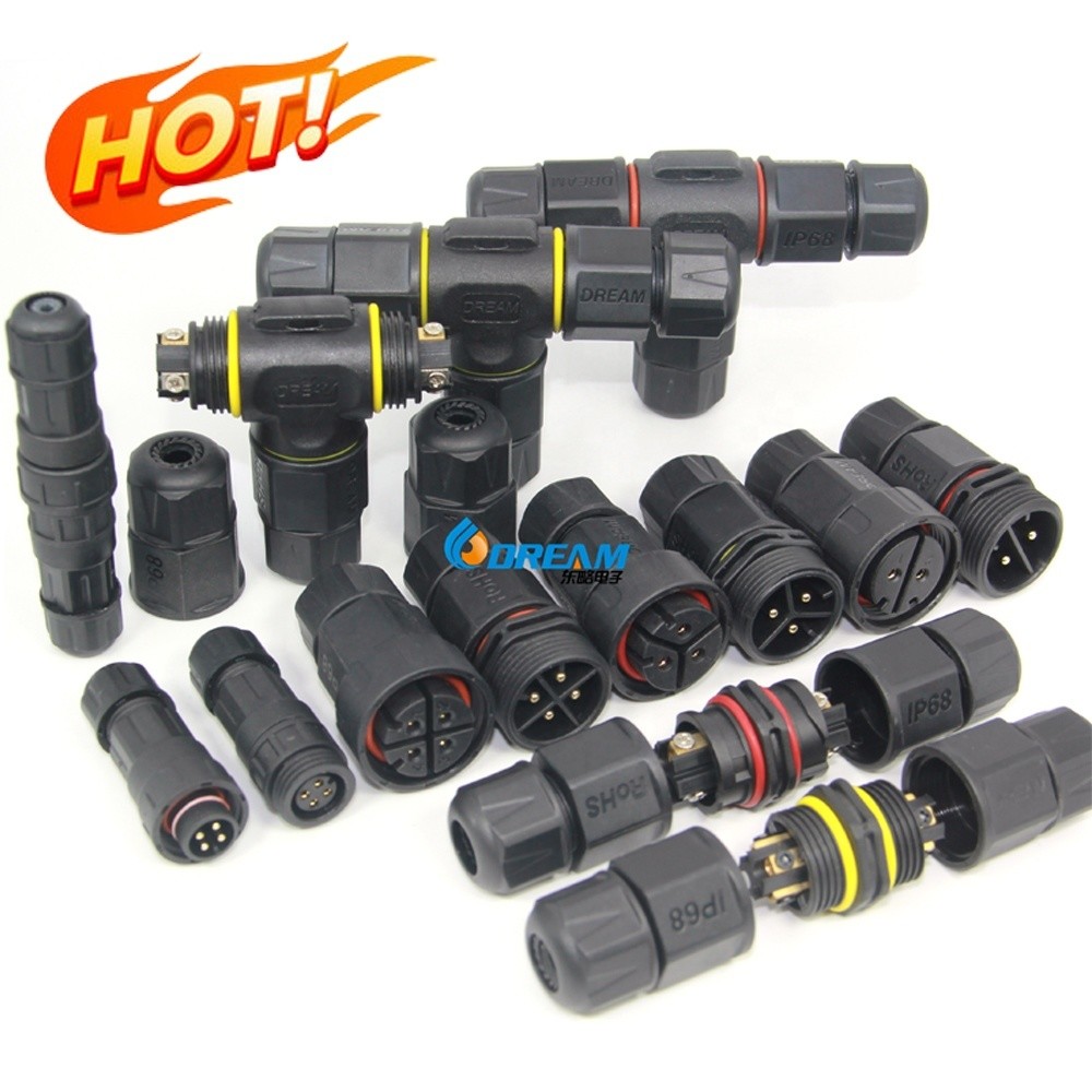 3 Pin Waterproof Electrical Cable Wire Connector IP68 Outdoor Plug Socket